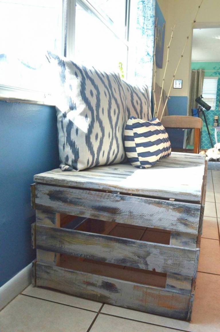 DIY Coastal Crab Trap Storage Bench [For Less Than $100!]